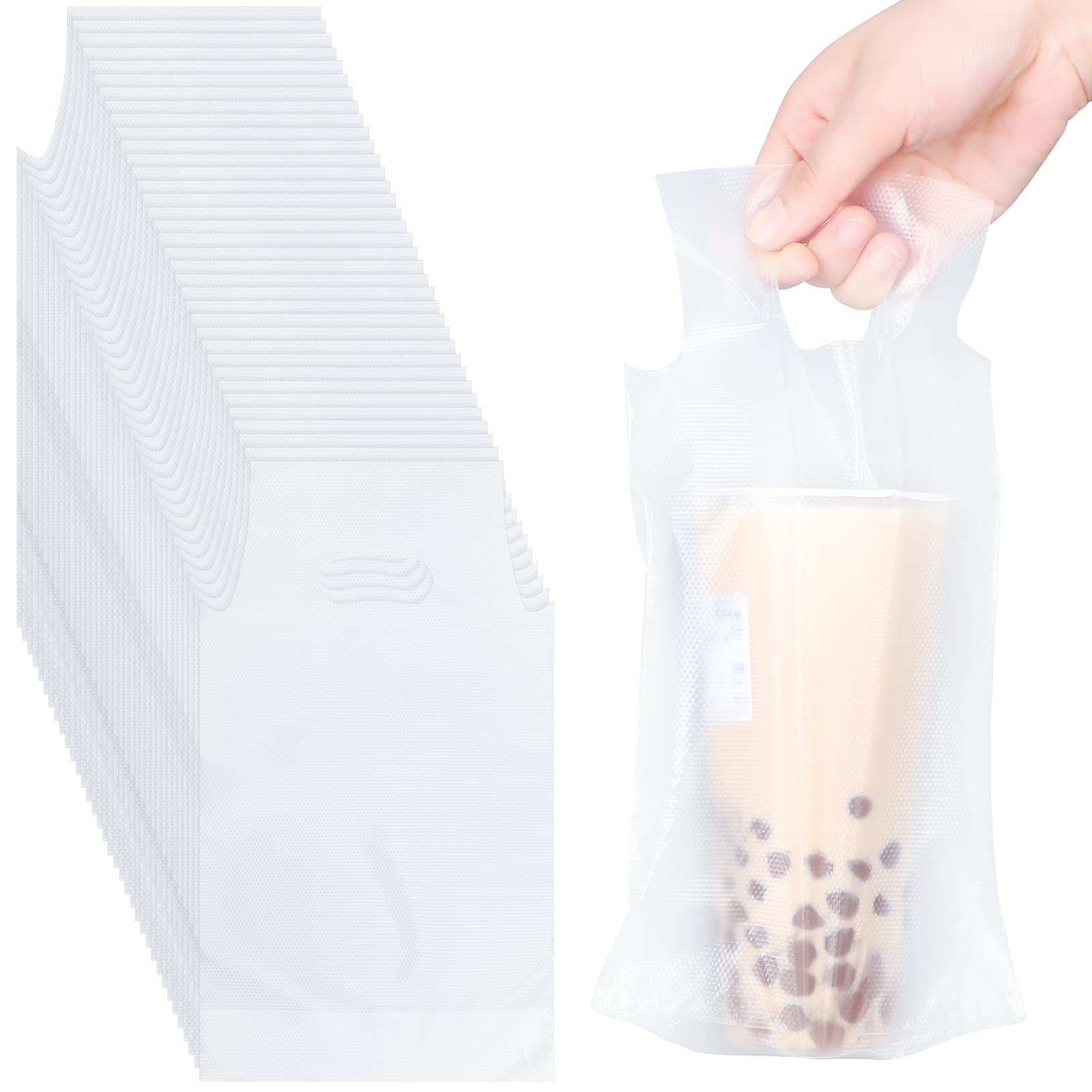 MODANU 100 Pcs Drink Carrier for Delivery, 6 x 11 inch Plastic Bag ...