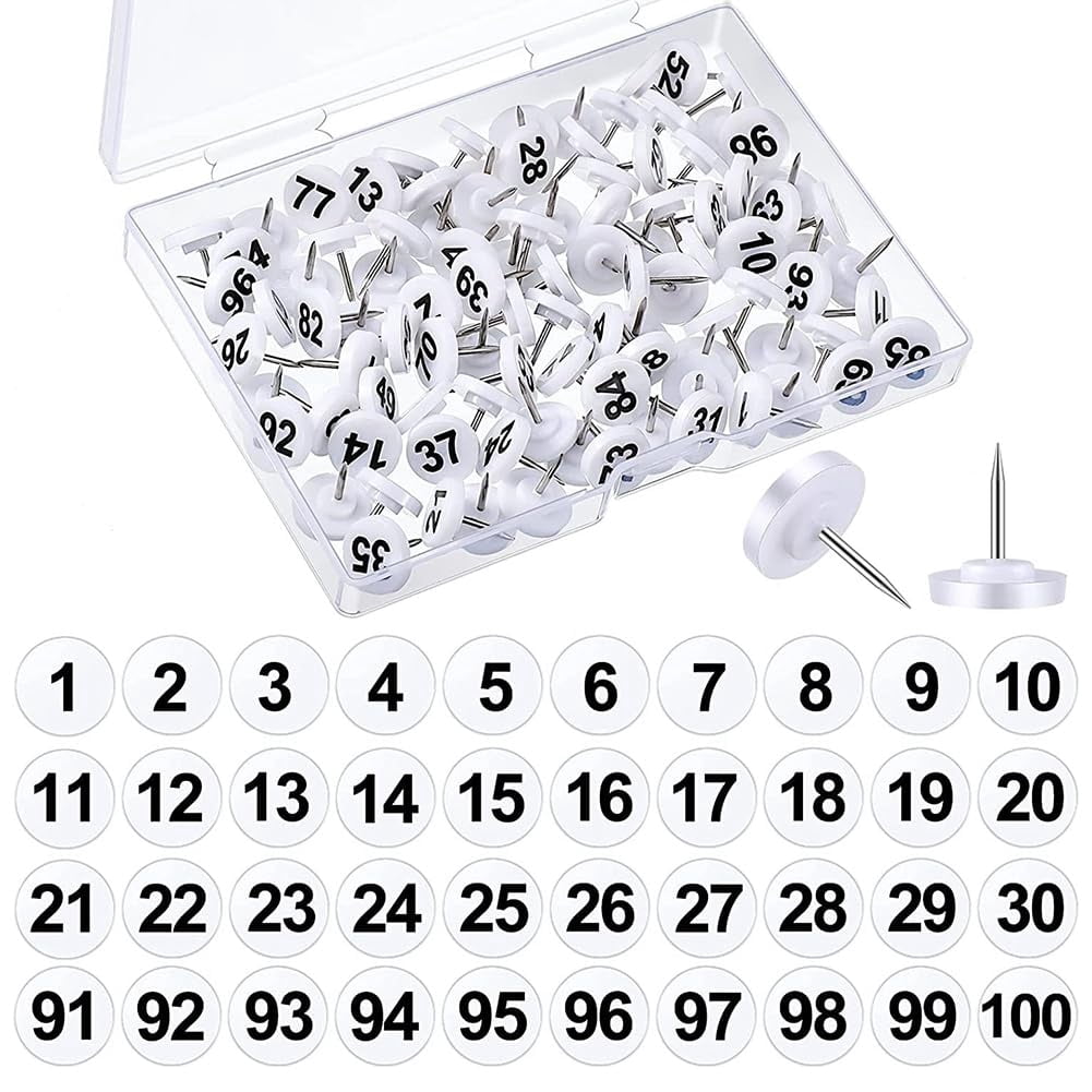 MODANU 100 Pcs Numbered Push Pins 0.43in Diamter Sequential Thumb Tacks ...