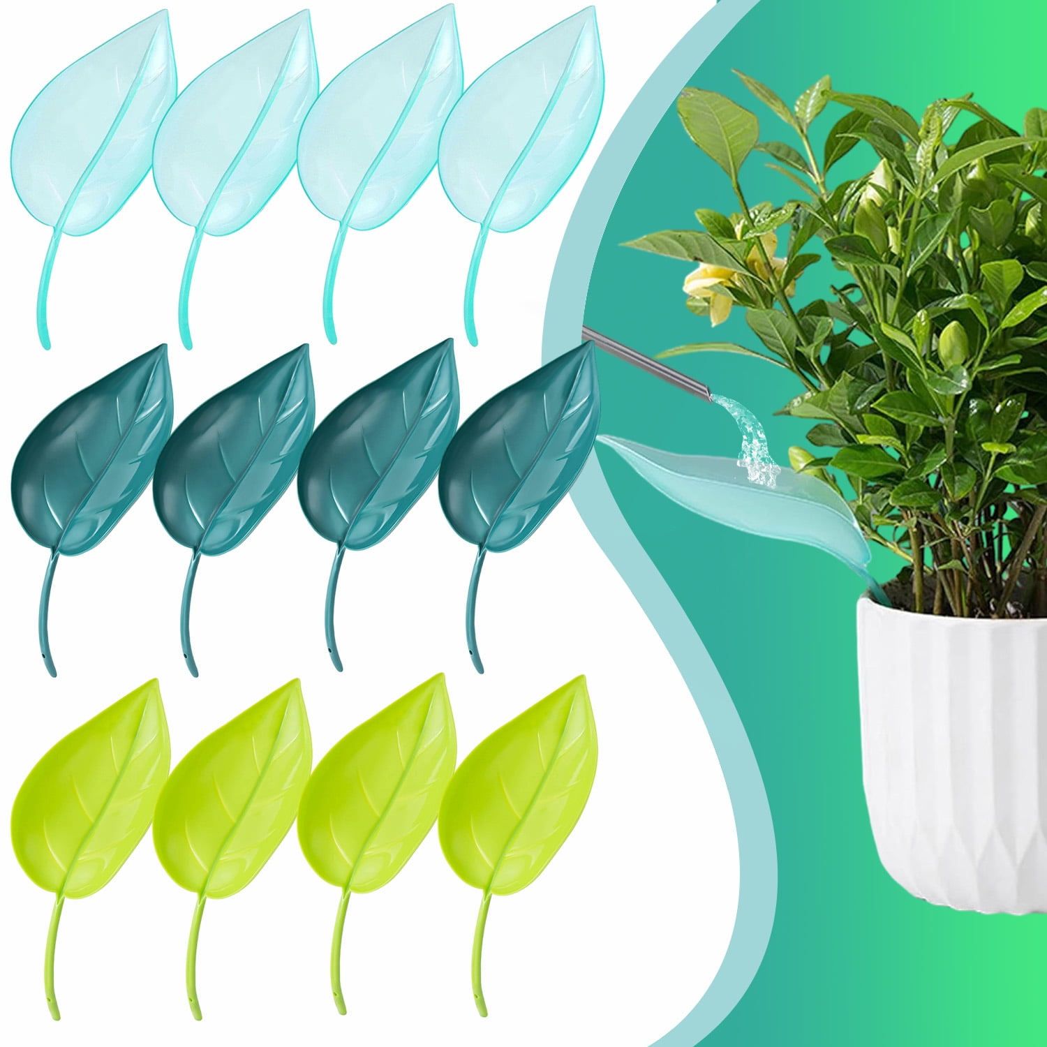 MODANU 12 Pcs Plastic Plant Watering Devices, Leaf Shaped Plant Water ...