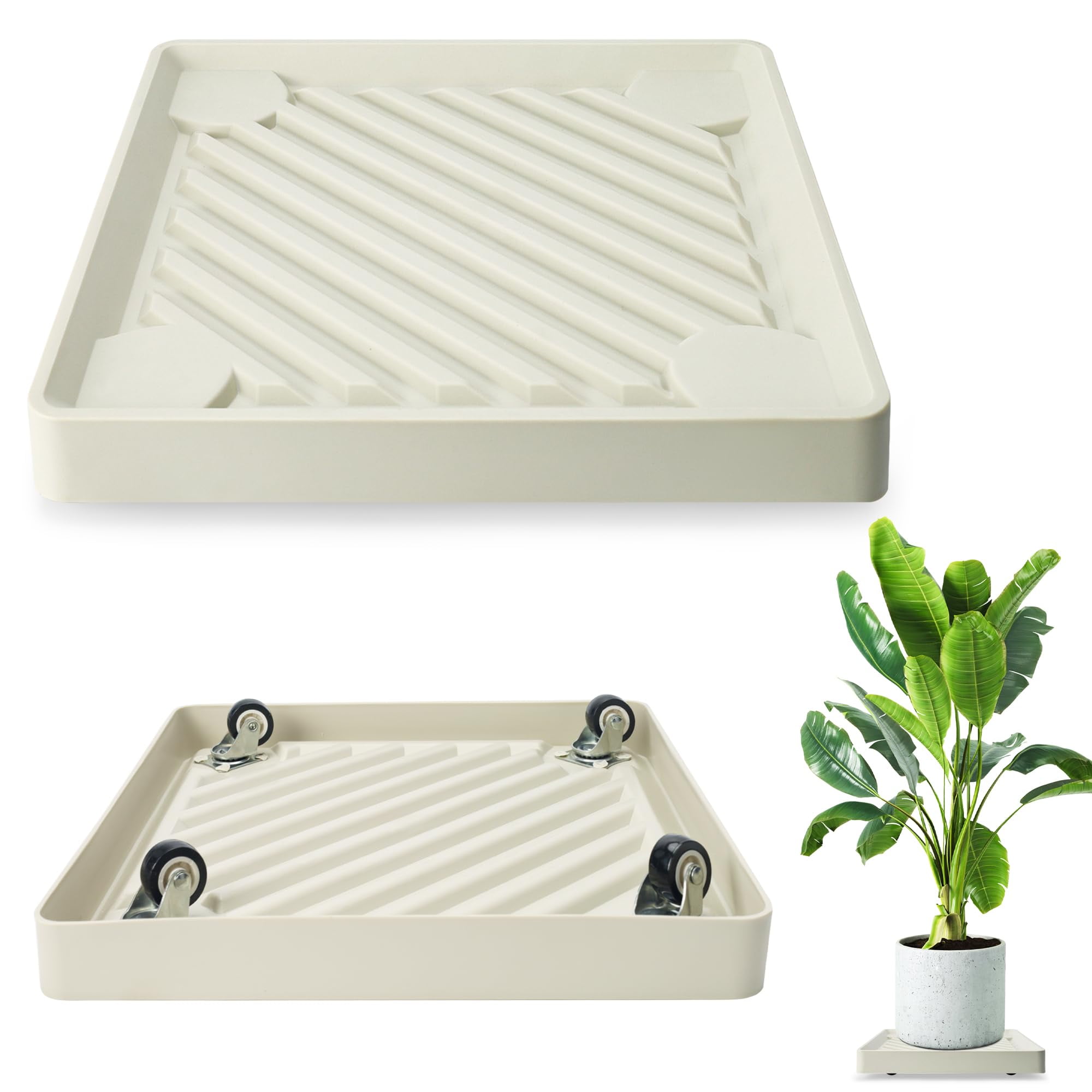 MODANU 12inch Square Rolling Plant Stand with Wheels, Heavy Duty Pot ...