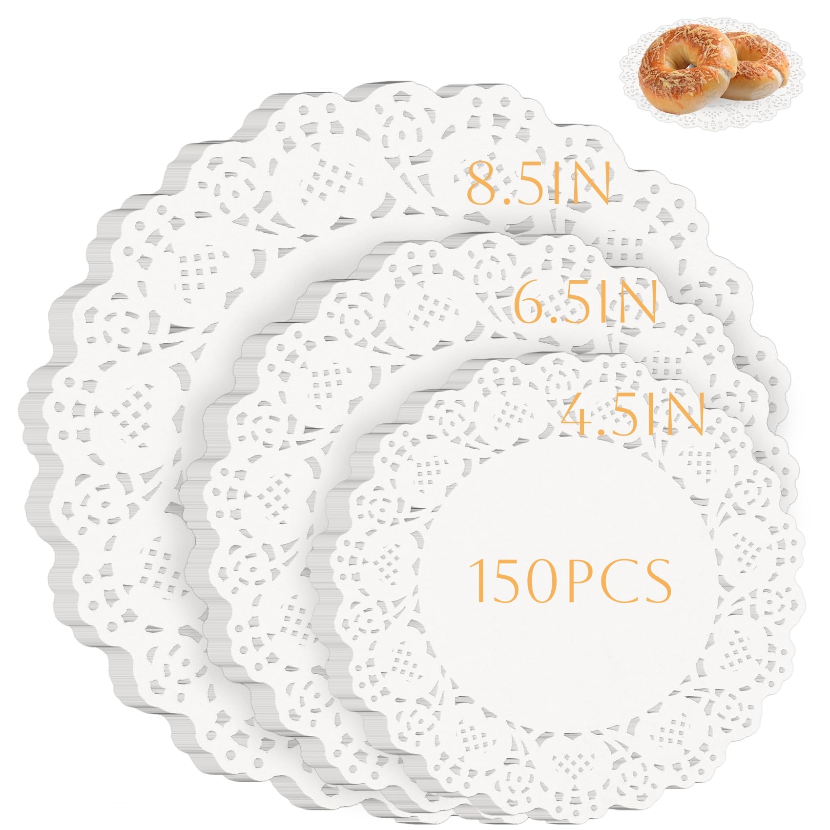 MODANU 150Pcs Paper Doilies, 4.5inch 6.5inch and 8.5 inch Doilies for ...