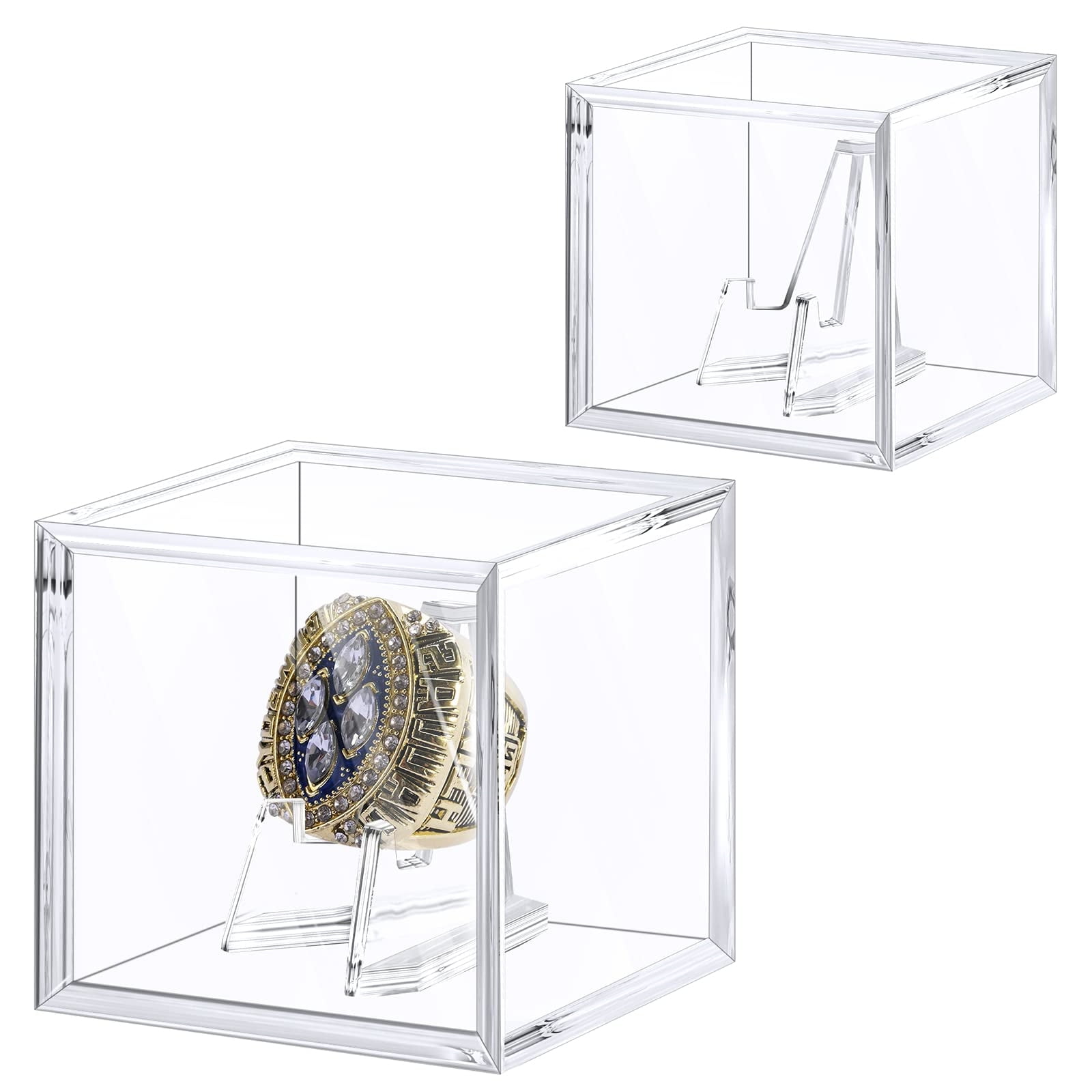 MODANU 2 Pack Championship Ring Display Case, 3.15" Acrylic Display Box ...