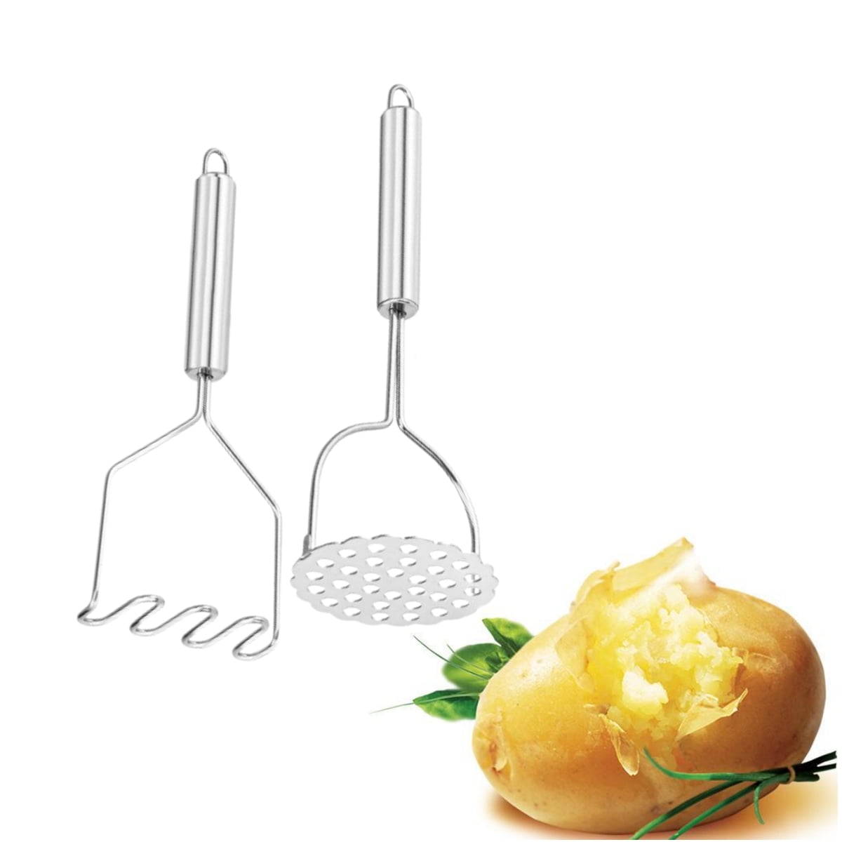 MODANU 2 Pack Potato Masher, Heavy Duty Stainless Steel Integrated ...