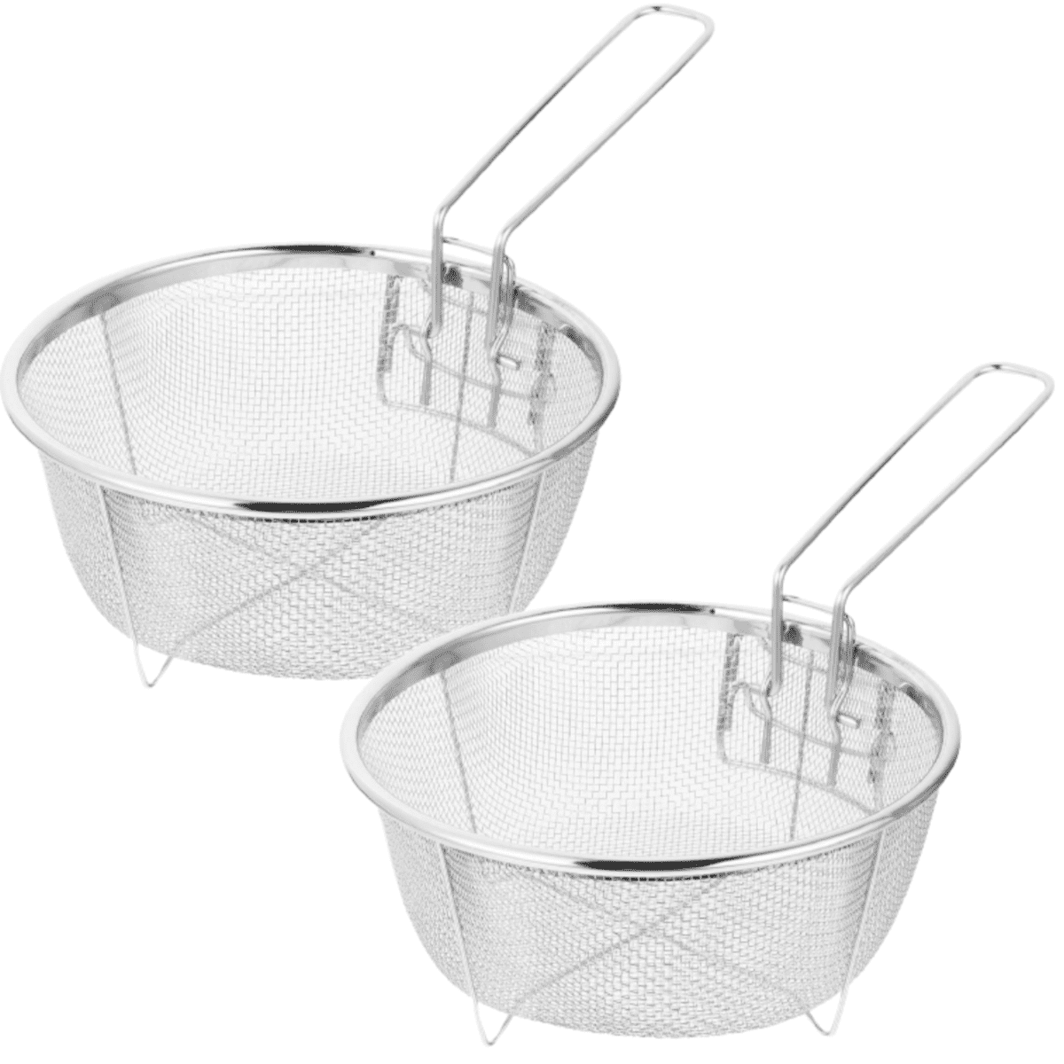 MODANU 2 Pack Stainless Steel Deep Fry Basket 9" Round Wire Mesh French ...