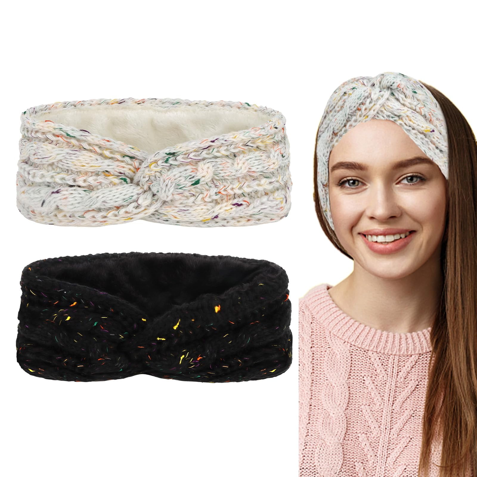 MODANU 2 Pack Winter Headbands for Women, Ear Muffs for Winter Women ...