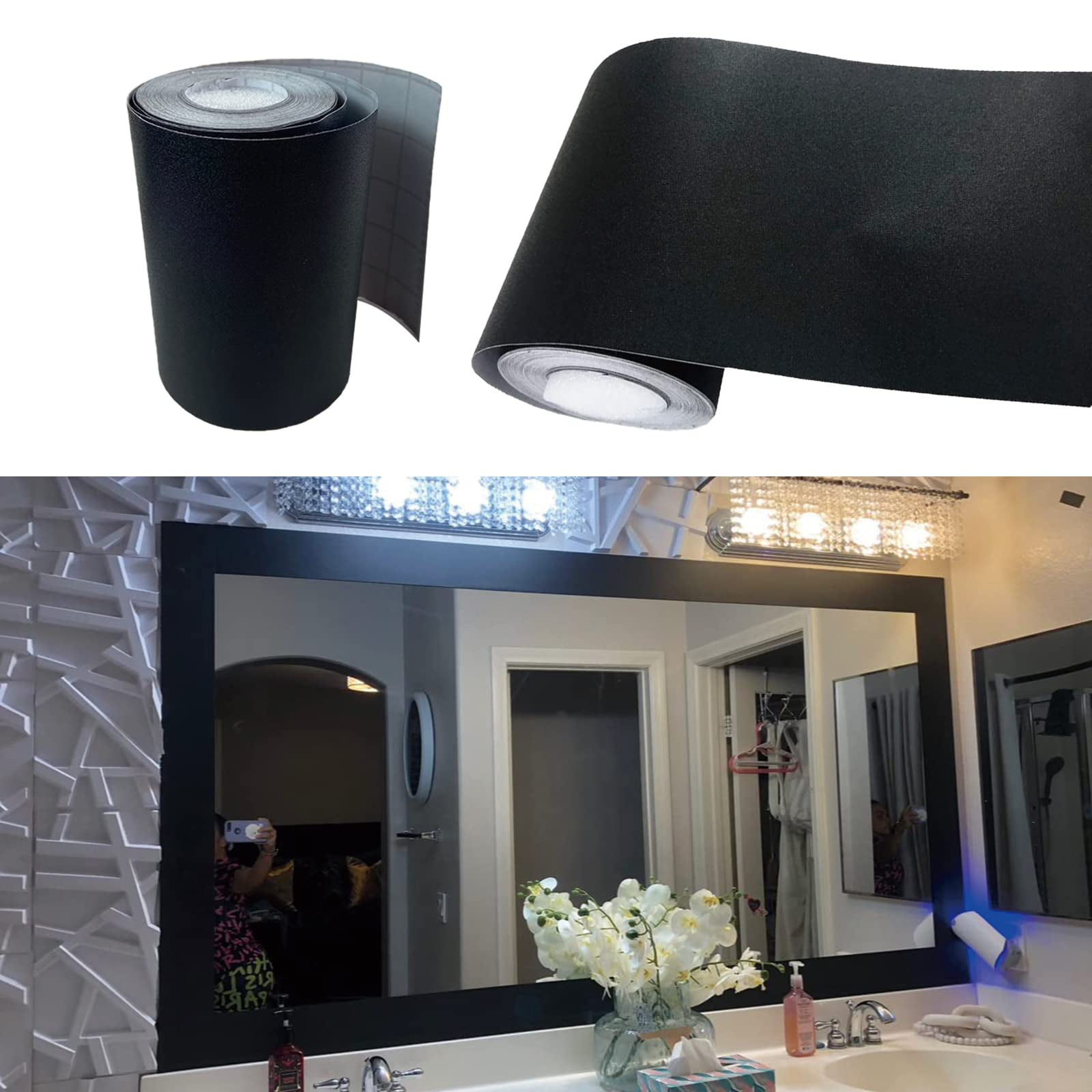 MODANU 2 Rolls Black Wood Grain 3D Wallpaper Border Plastic Wall ...