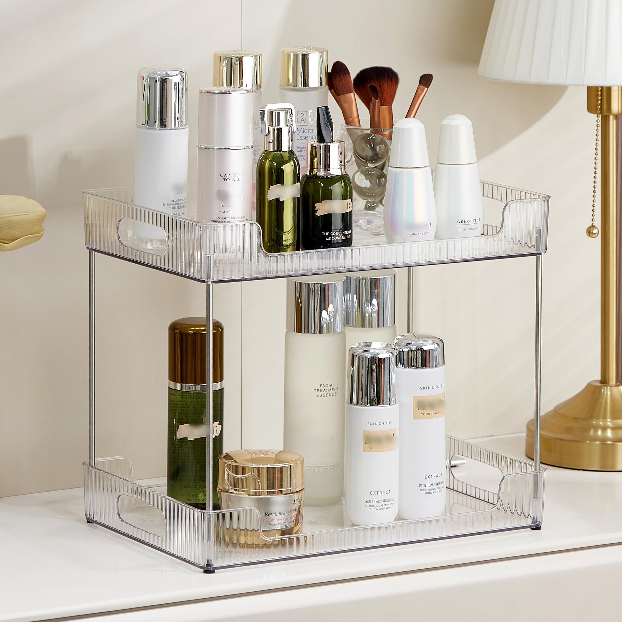 MODANU 2-Tier Clear Makeup Organizer Bathroom Vanity Skin Care Organize ...