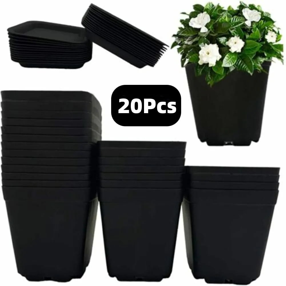MODANU 20 Pack 3" Nursery Pot Flower Pots Square Plastic Plant Pot ...