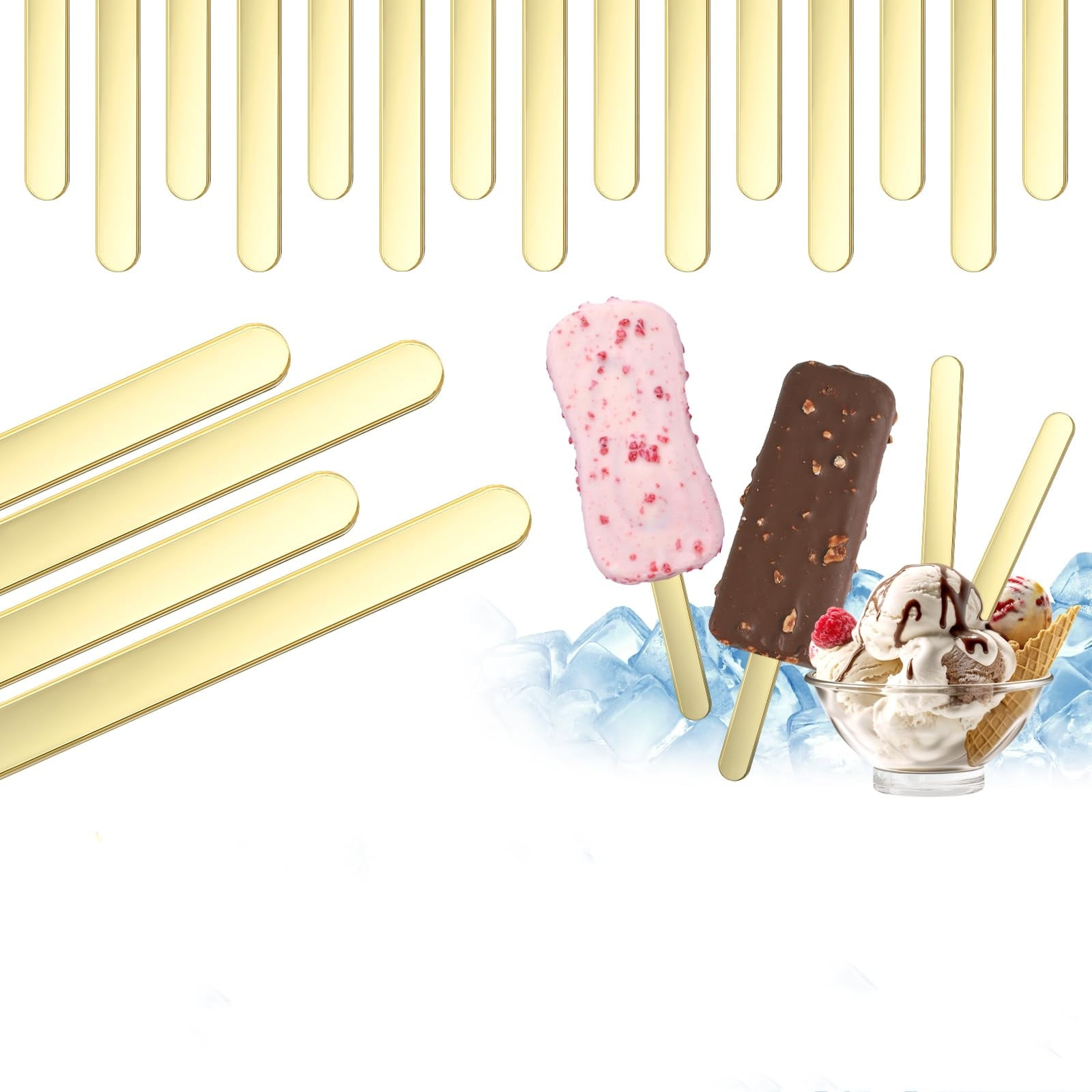 MODANU 20 Pcs Acrylic Sticks, 4.5" Reusable Ice Cream Sticks, Cake ...
