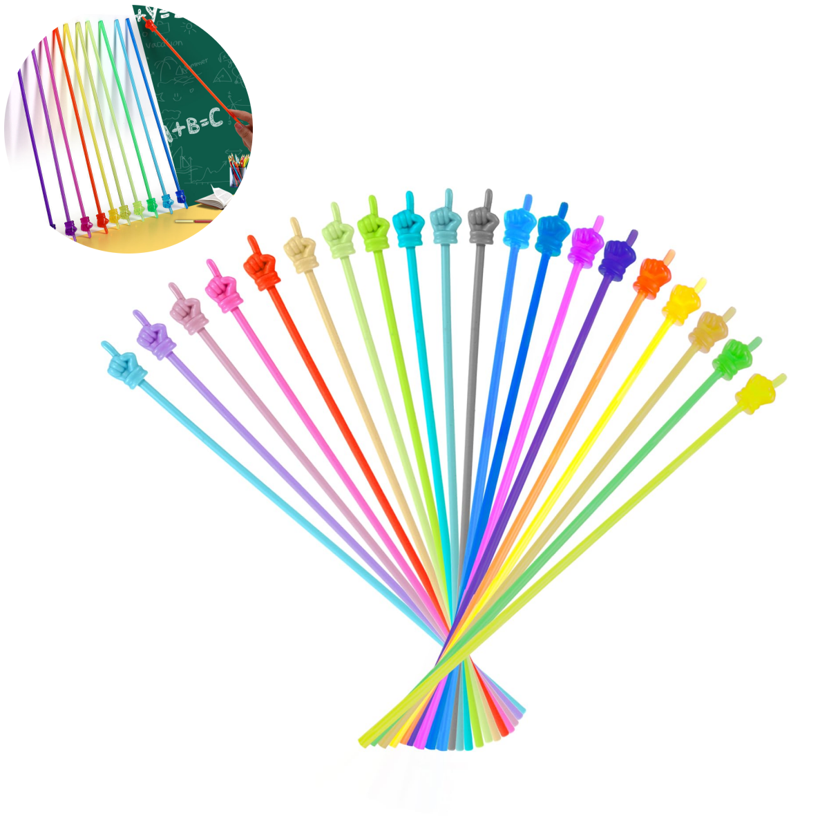 MODANU 20 Pcs Finger Reading Stick 12" Finger Shape Mini Pointer Stick ...