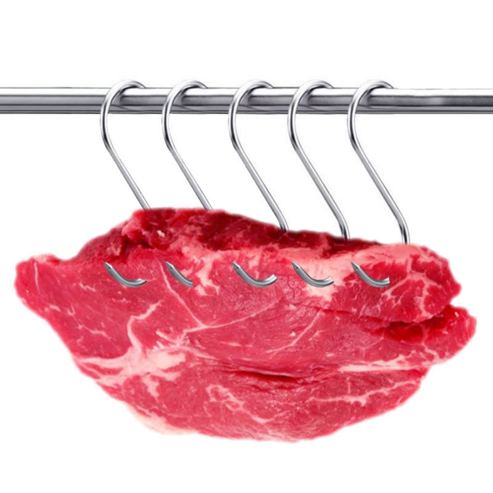 MODANU 20 Pcs Meat Hooks, 5.1" Stainless Steel Butcher Hooks, Meat ...