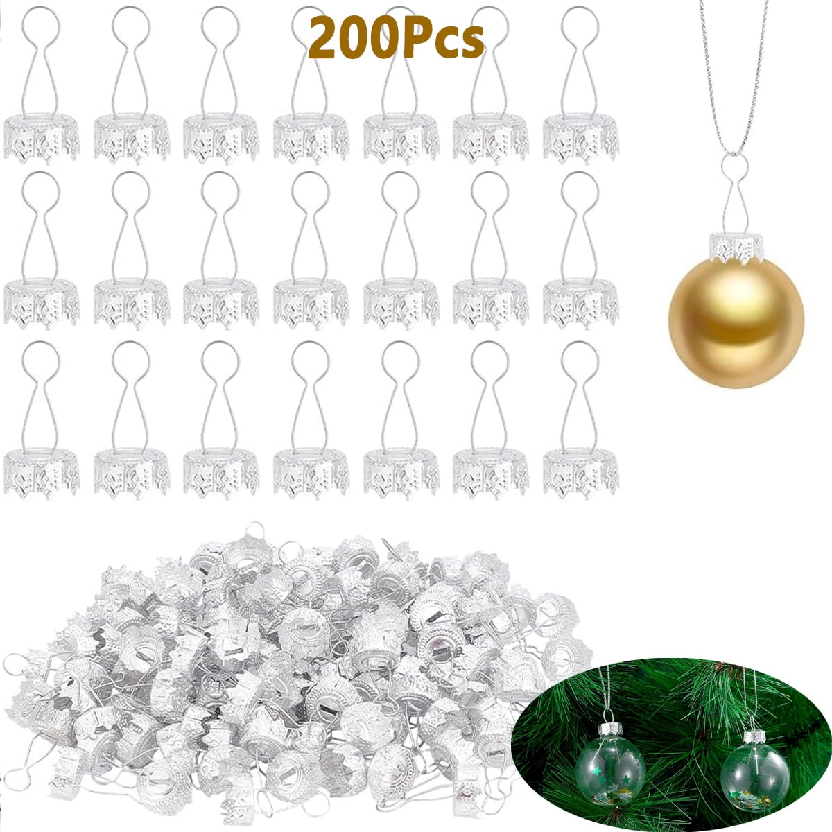 MODANU 200 Sets Round Christmas Ornament Caps, Christmas Ornament ...