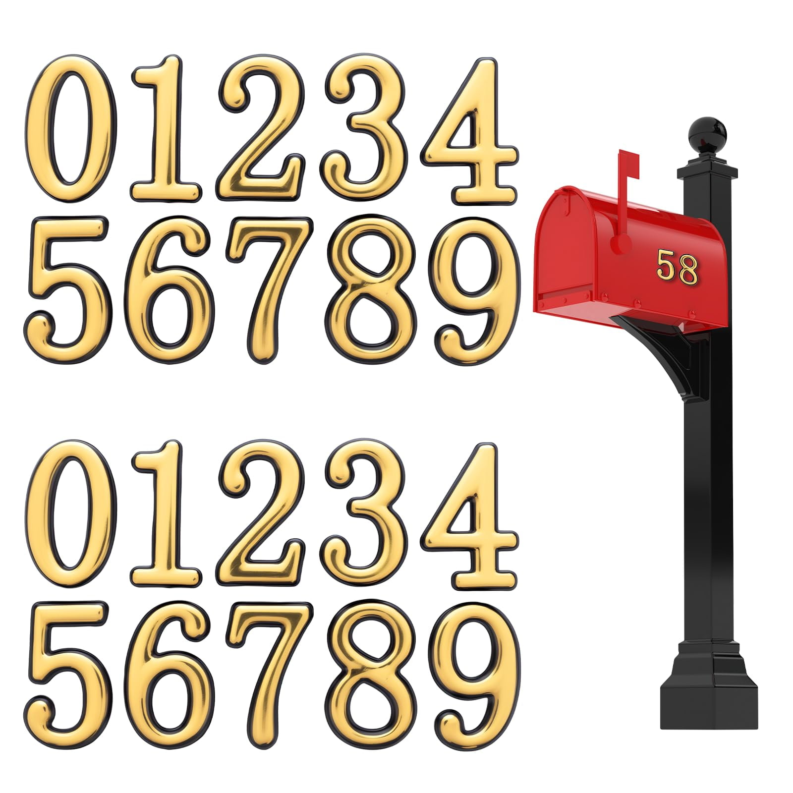 MODANU 20Pcs Mail Box Numbers for Mailbox Outside 2 inch 0-9 Self ...