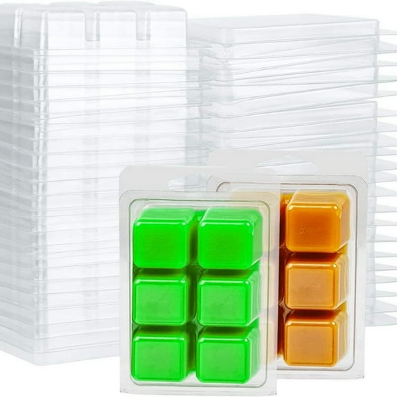 MODANU 20Pcs Wax Melt Containers, 6 Cavity Clear Plastic Clamshell ...