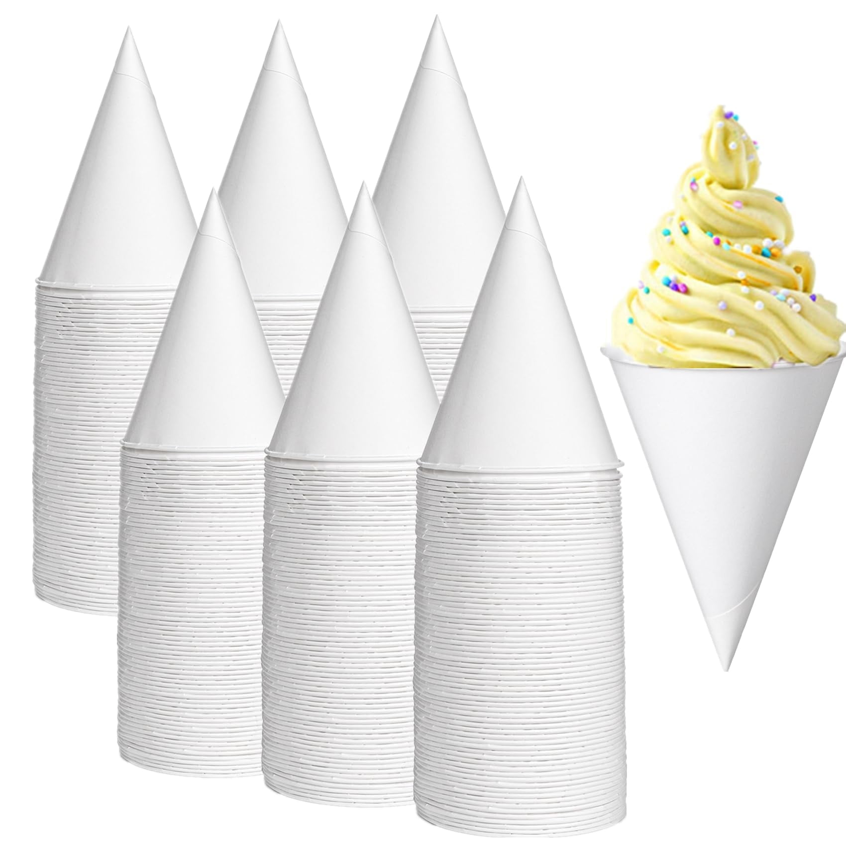 MODANU 250 Pcs Snow Cone Cups 3.7oz Paper Cone Cups Dispenser Water ...