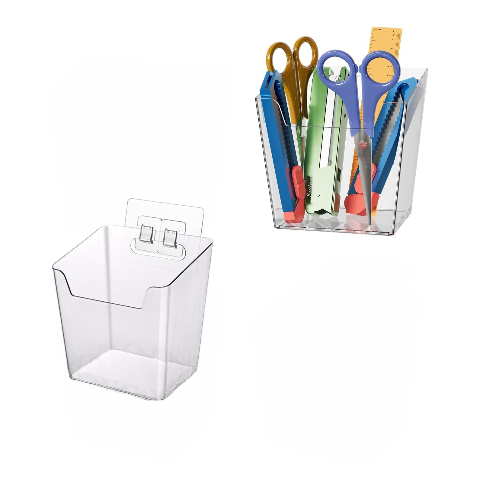 MODANU 2Pcs Clear Adhesive Wall Storage Bins, Medium Plastic Cabinet ...