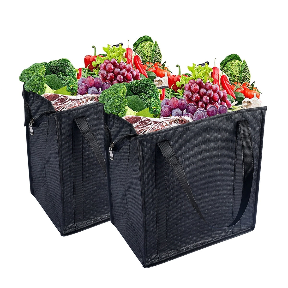 MODANU 2Pcs Insulated Grocery Bags 13 x 12 x 7.1 inch Large Reusable ...
