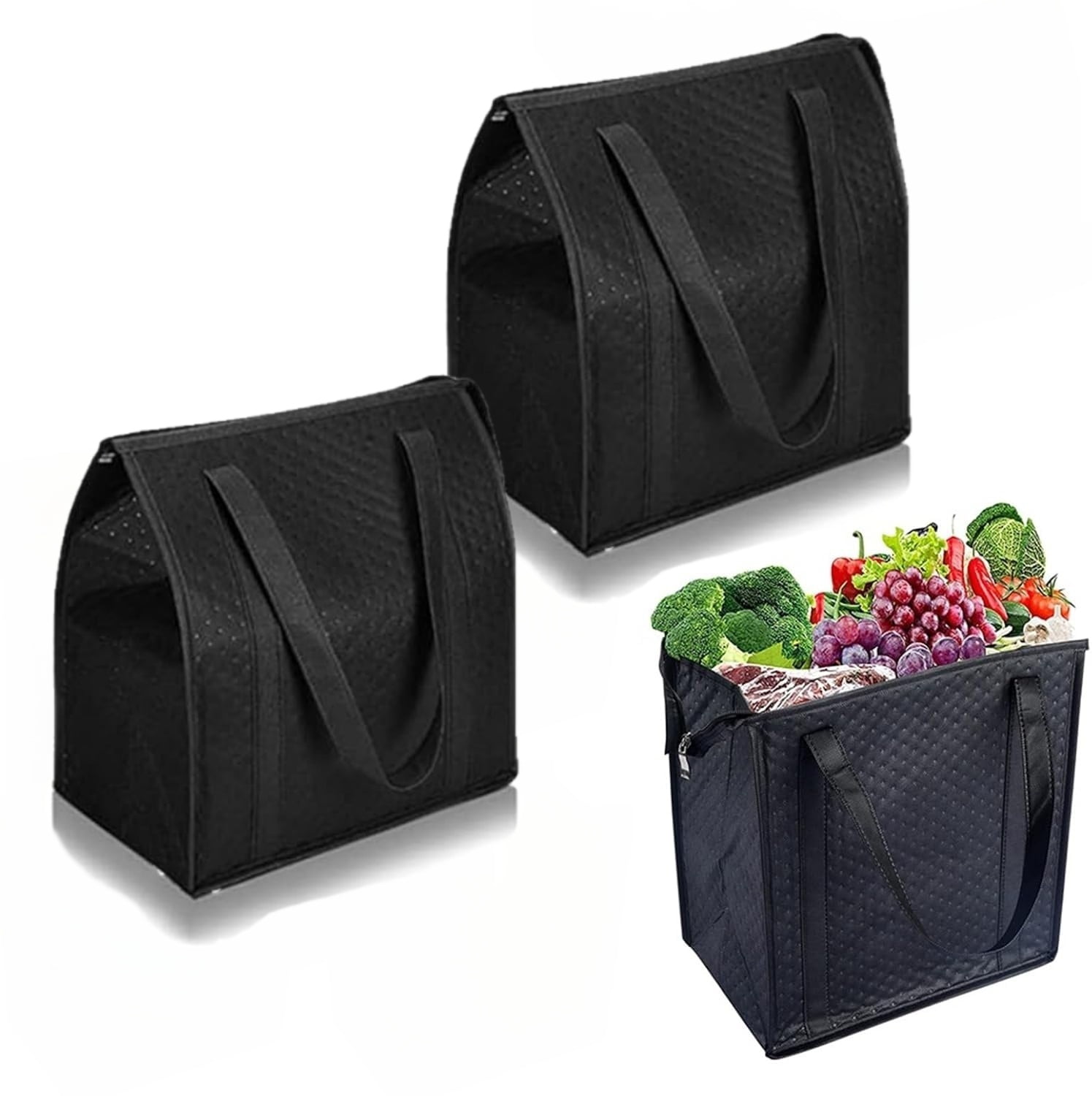 MODANU 2Pcs Insulated Shopping Bags for Groceries, 12" x 13" x 7" Large ...