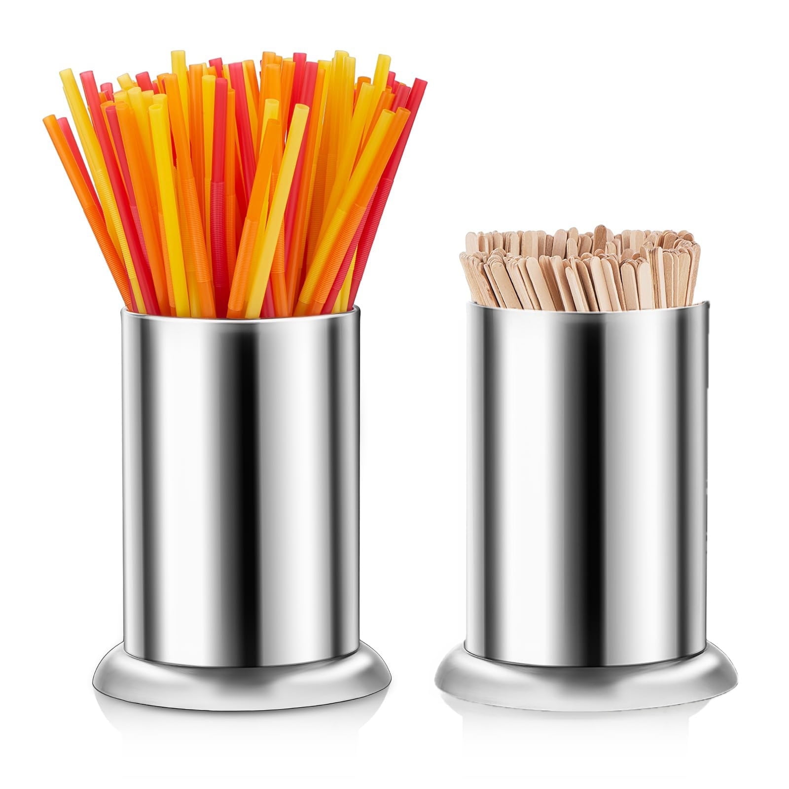 MODANU 2Pcs Straw Holder for Counter, Stainless Steel Coffee Stirrers ...