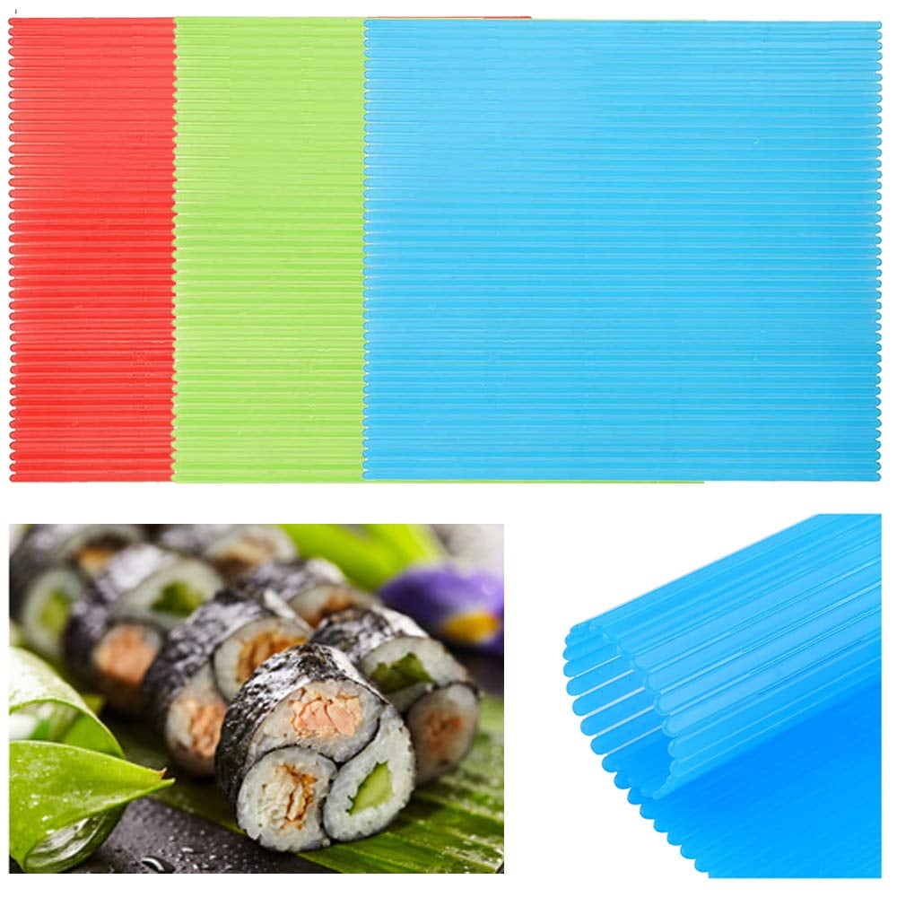 MODANU 3 Pack Plastic Sushi Rolling Mat, Non-Stick Japanese Sushi ...