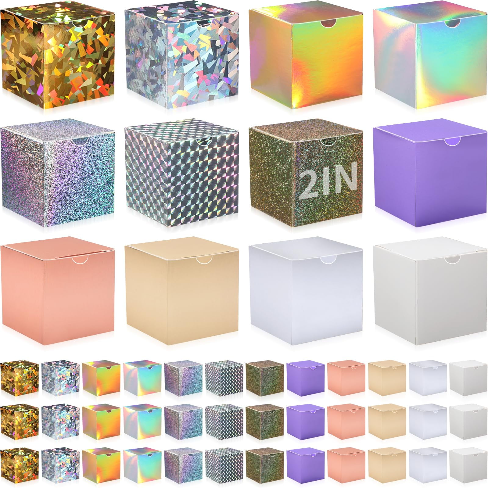 MODANU 36 Pcs Colorful Gift Boxes 2 inch Square Kraft Paper Cube Boxes ...