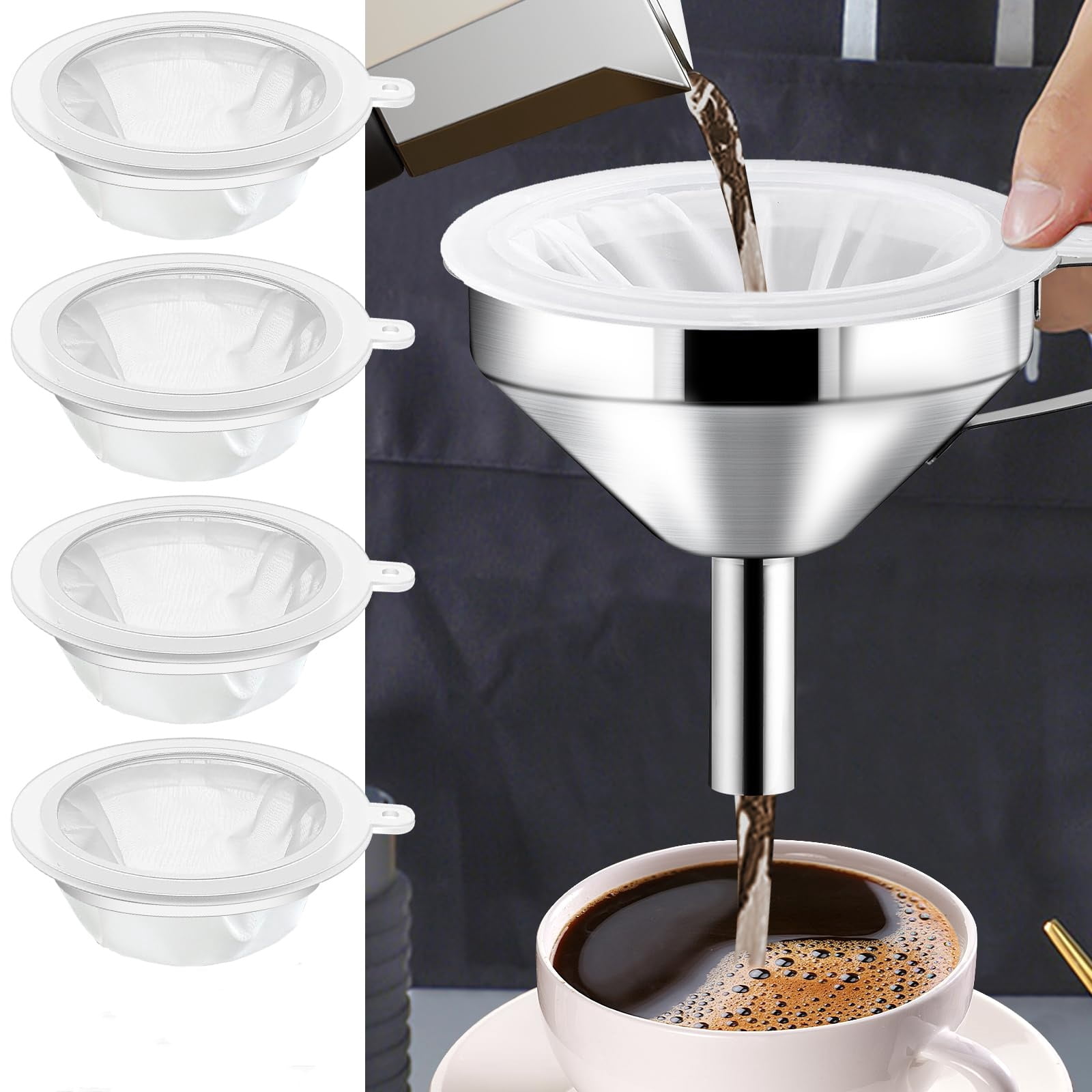 MODANU 4 Pack 200 Mesh Filter Food Filter Strainer Sieve Fine Mesh ...