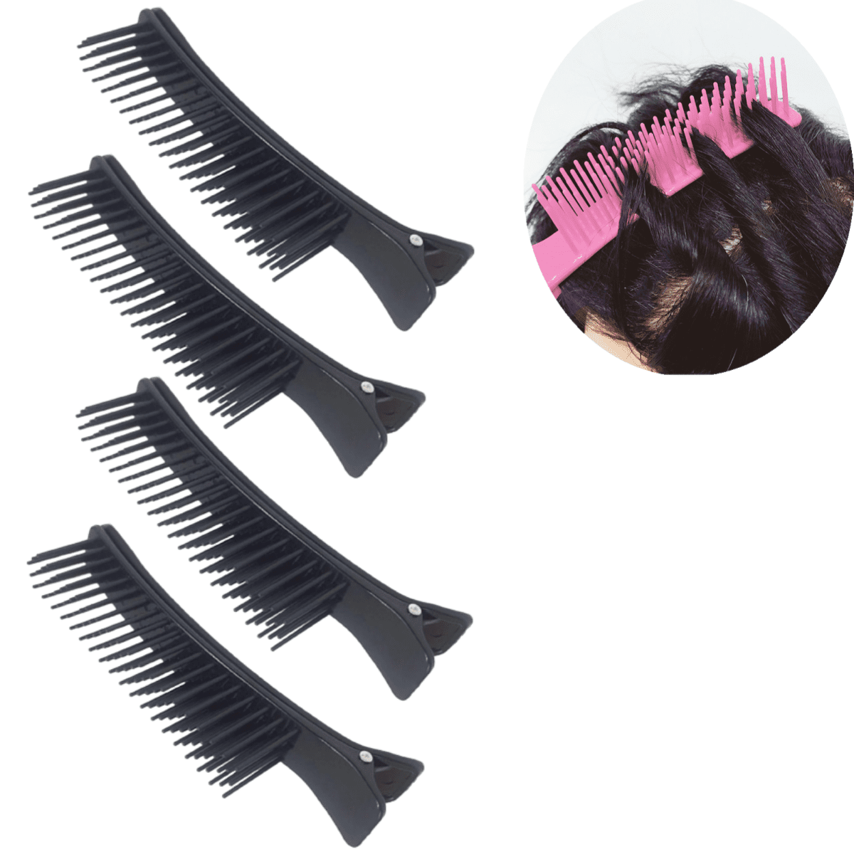 MODANU 4 Pcs Hair Styling Clamps Hairdressing Clip Plastic Comb Clips ...