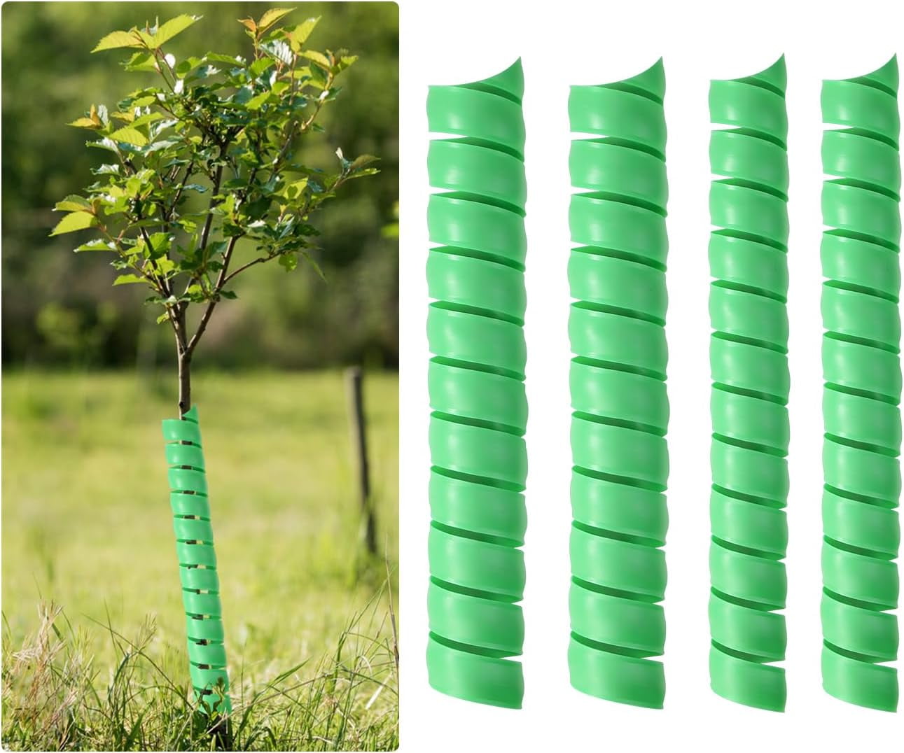 MODANU 4 Pcs Tree Trunk Protector- 2 Size Plastic Spiral Tree Guard ...
