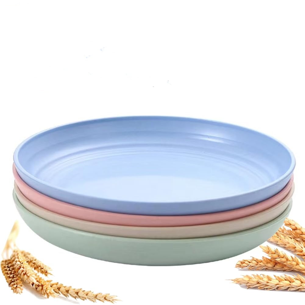 MODANU 4 Pcs Wheat Straw Deep Dinner Plates Microwave and Dishwasher ...