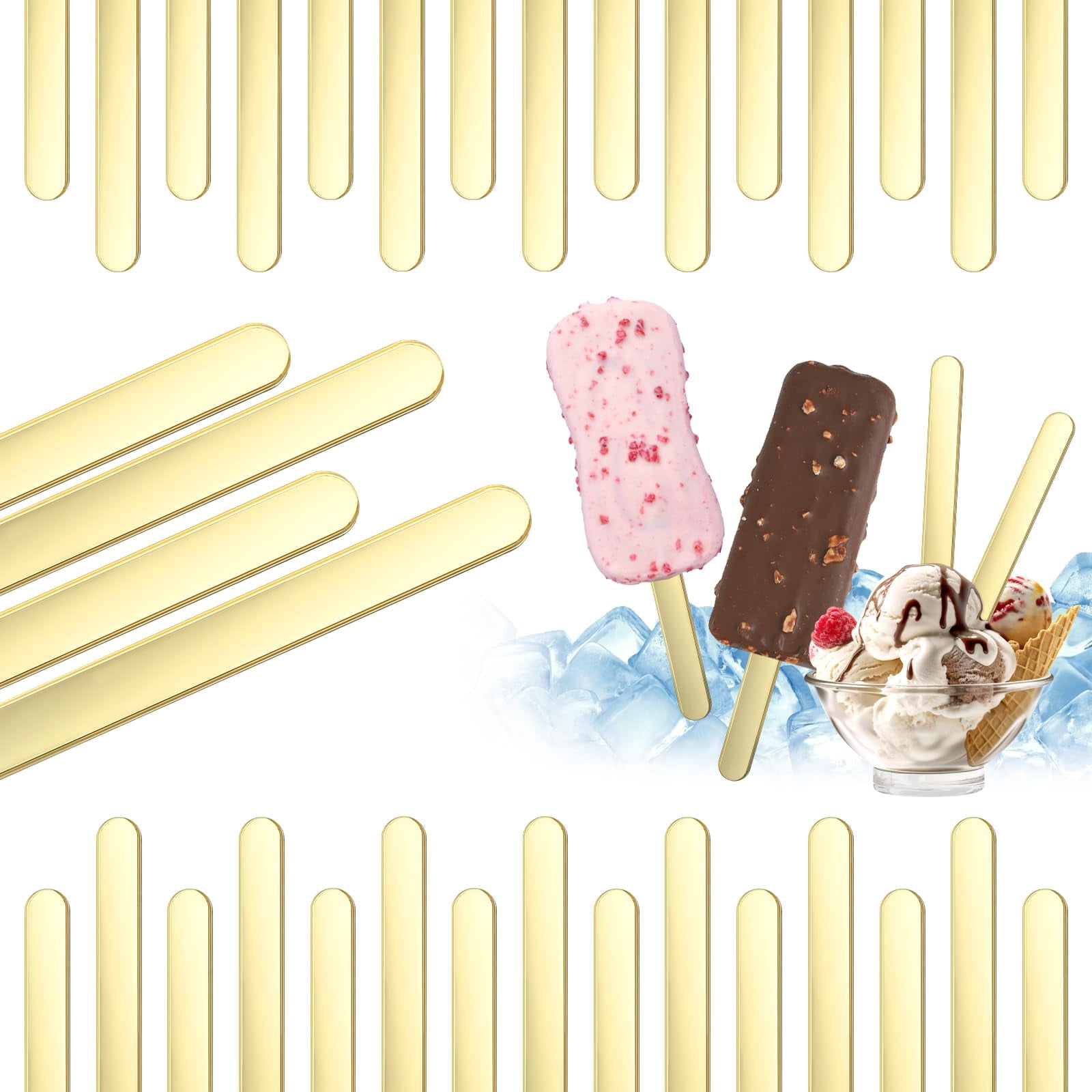 MODANU 40 Pcs Acrylic Cake Sticks 4.5 inch Reusable Ice Cream Sticks ...