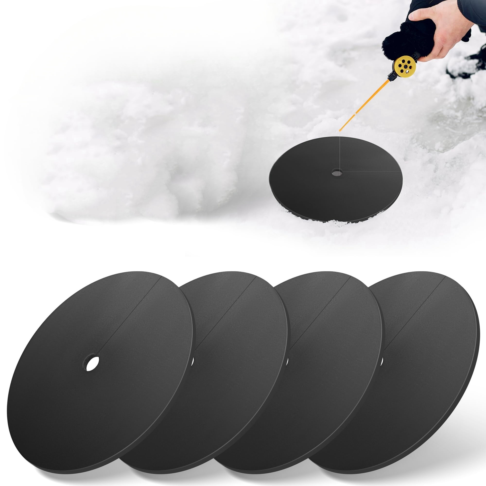 MODANU 4Pcs Ice Fishing Hole Covers, 12" Cuttable EVA Ice Hole Covers ...