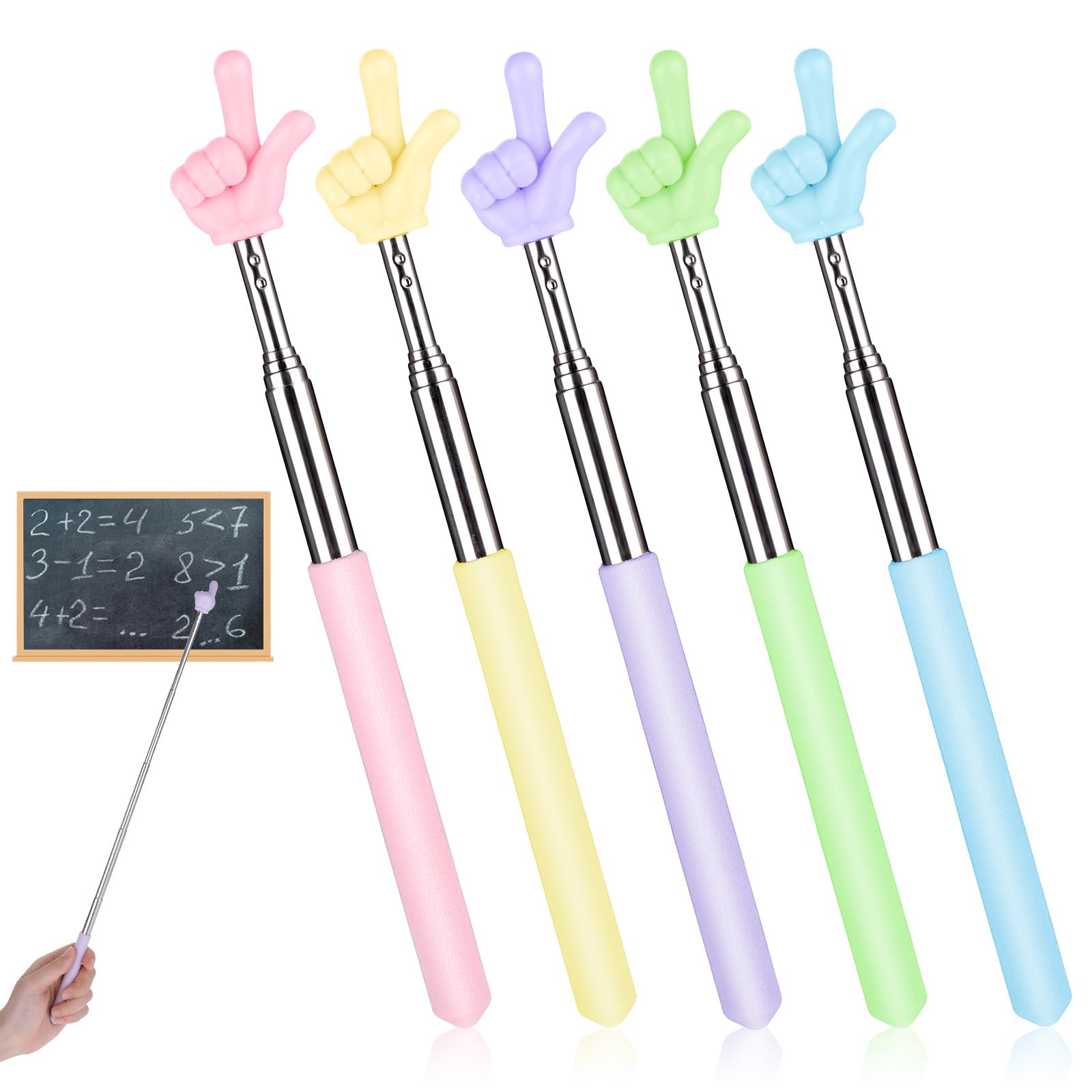 MODANU 5 Pcs Extendable Pointer Stick for Classroom, Colorful Teachers ...