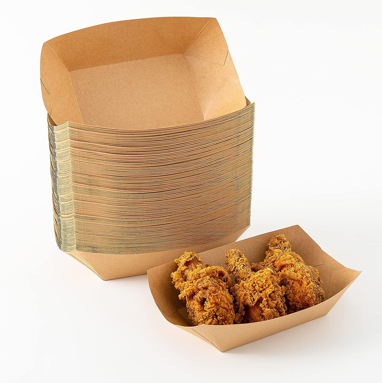 MODANU 50 Pack Nacho Hot Dog Trays 3 lb Disposable Kraft Paper Food ...