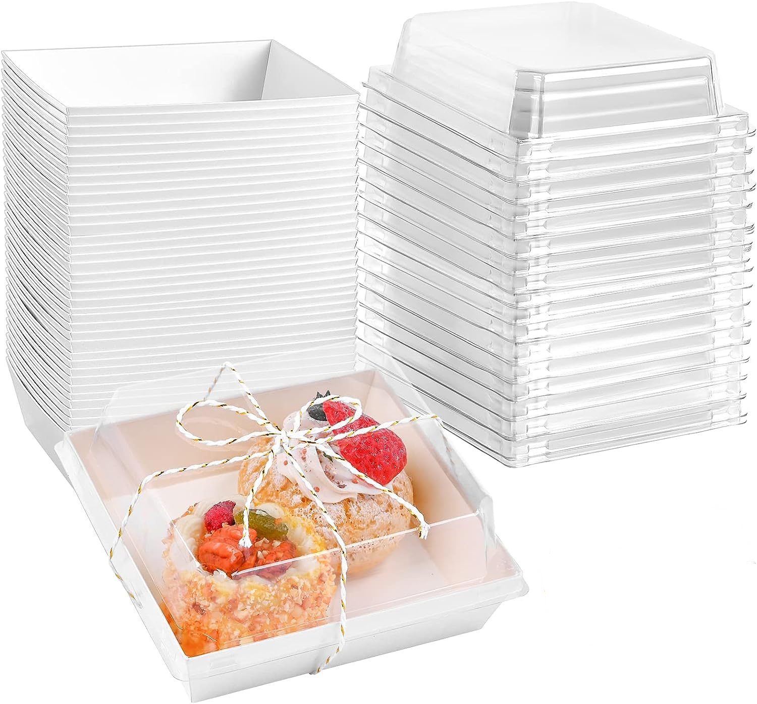 MODANU 50 Pcs Charcuterie Boxes with Clear Lids, 3.93 inch Dessert ...