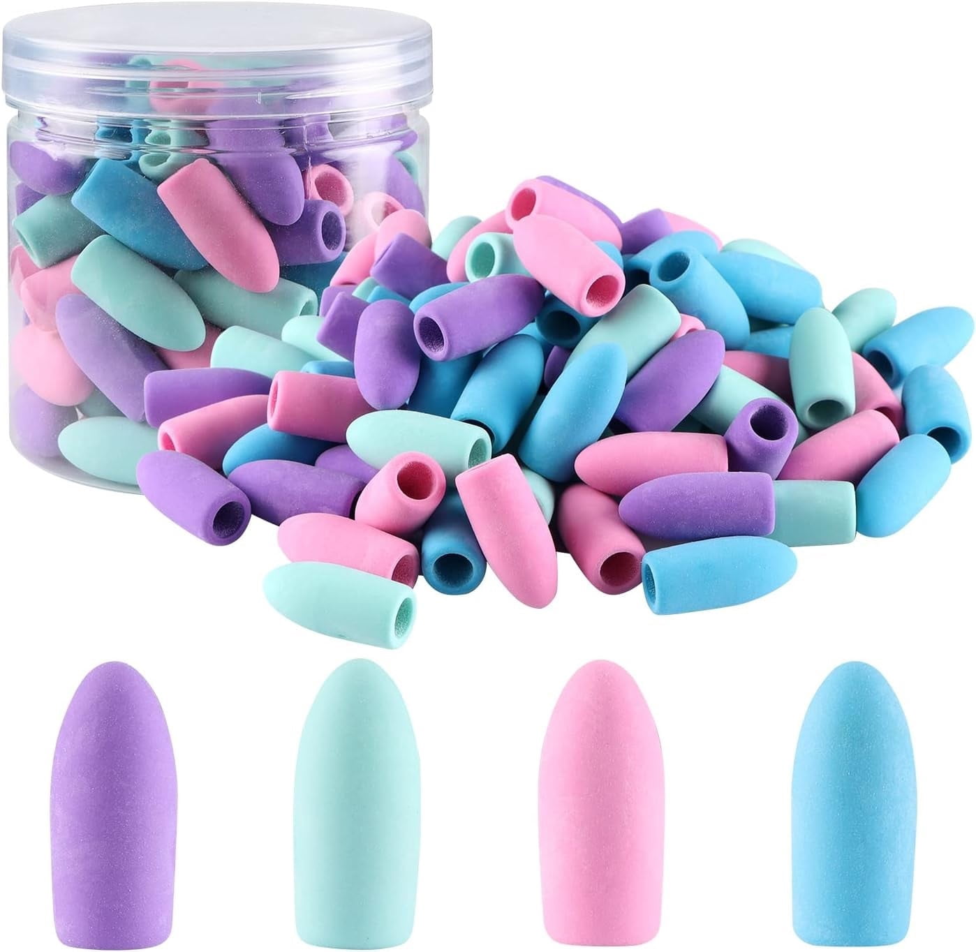 MODANU 50 Pcs Pencil Erasers, Colorful Pencil Top Erasers, Pencil ...
