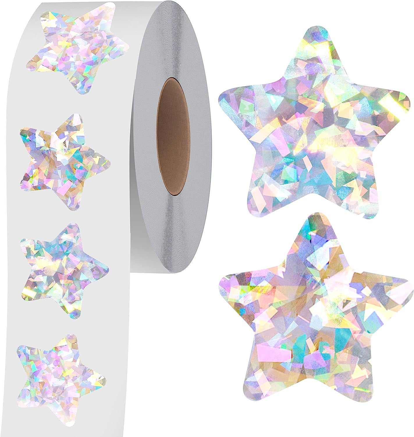 MODANU 500 Count Holographic Silvery Star Stickers, 1" Self Adhesive ...