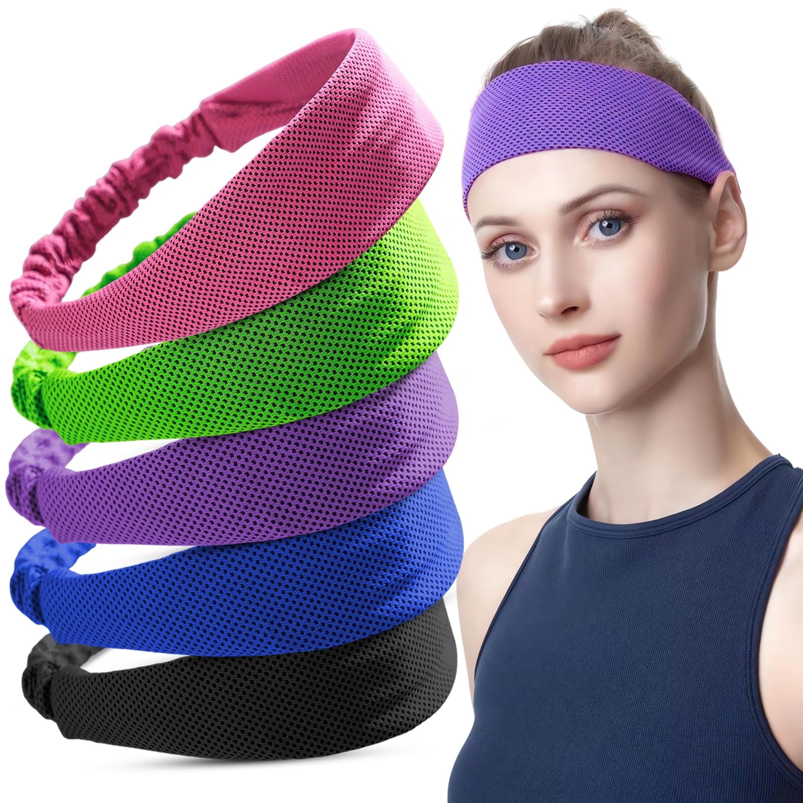 MODANU 5Pcs Cooling Headbands, Stretchy Cooling Sweatbands for Women ...