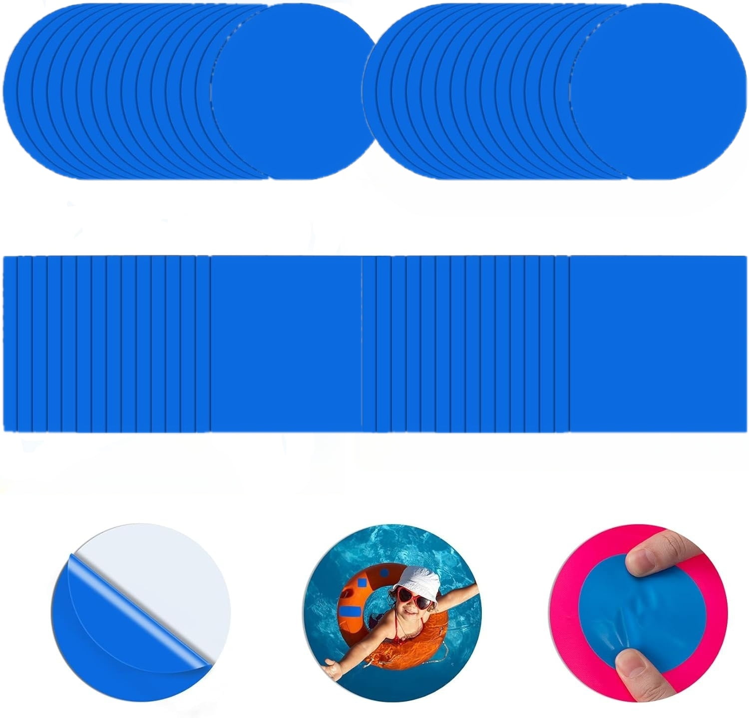 MODANU 60Pcs Pool Patch Repair Kit PVC Inflatable Pool Float Patches, 2.8" Blow up Pool Liner ...