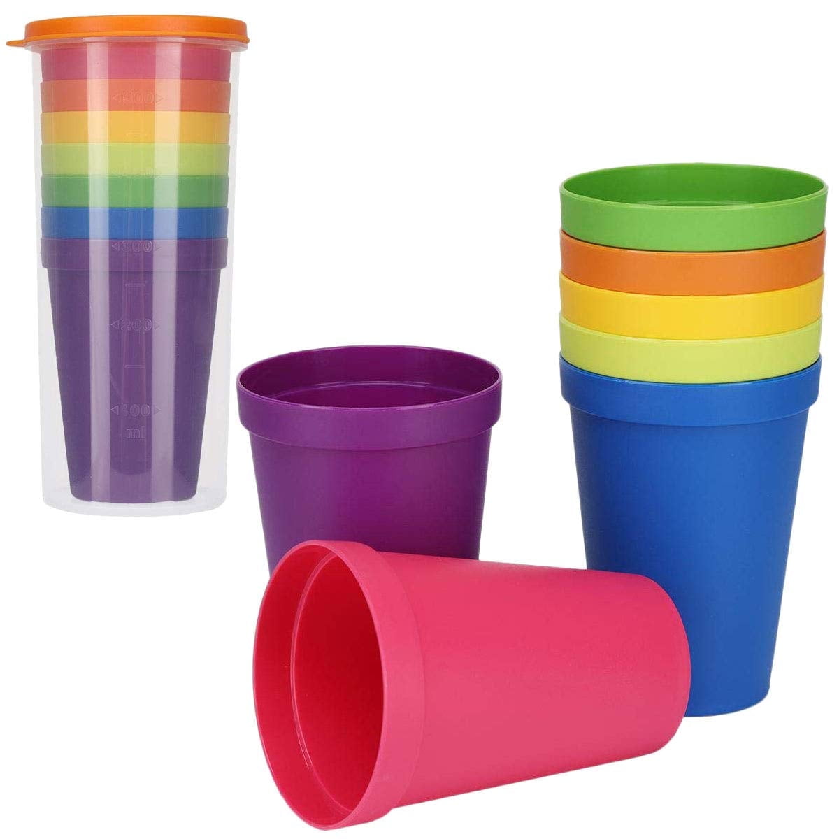 MODANU 7 Pack Plastic Tumbler Cups, 7.05 oz Unbreakable Water Drinking ...