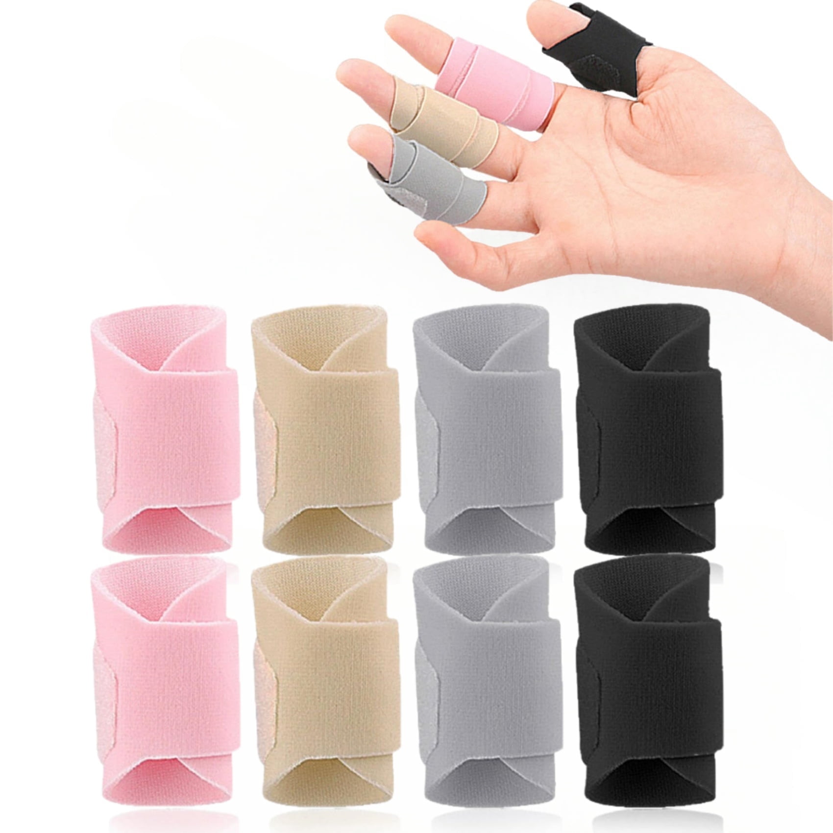 MODANU 8Pcs Finger Splints, Trigger Finger Support Braces Finger Tape Finger Wraps Straps Finger ...