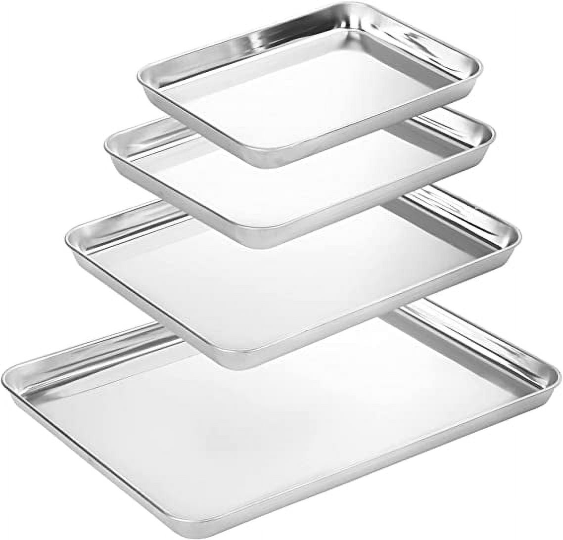 MODANU Baking Sheet Set of 4, Stainless Steel Cookie Sheet Baking Sheet ...