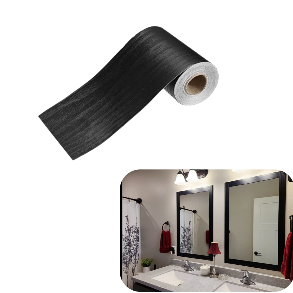 MODANU Black Border Black Wood Grain Wallpaper Border Removable ...