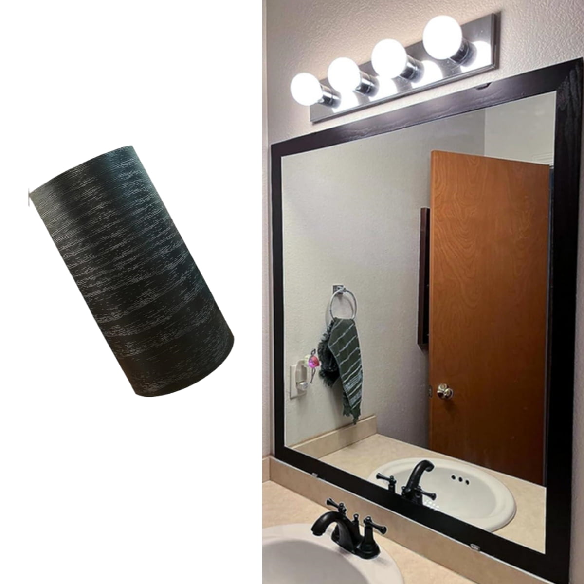 MODANU Black Wood Grain Wallpaper Border, Mirror Frame, Removable ...