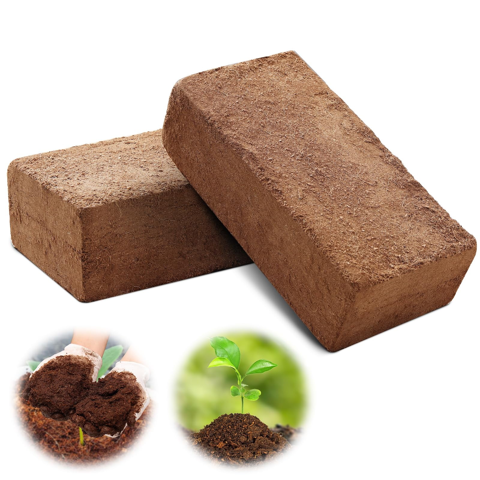 MODANU Coco Coir Brick Set of 2, Natural Compressed Coco Peat Brick ...