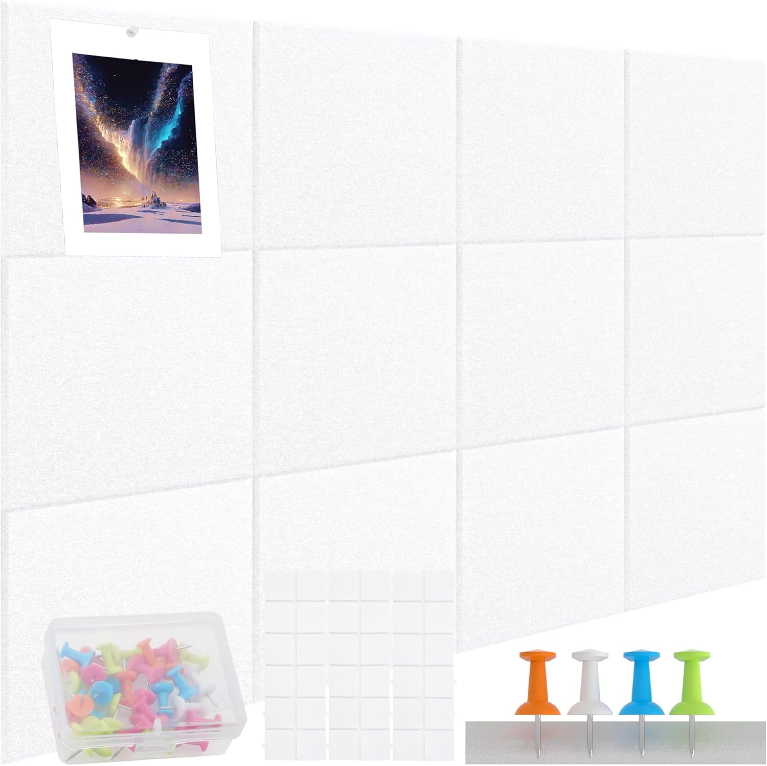 MODANU Cork Board Alternative - 12 Pack Felt Wall Tiles with Safe ...