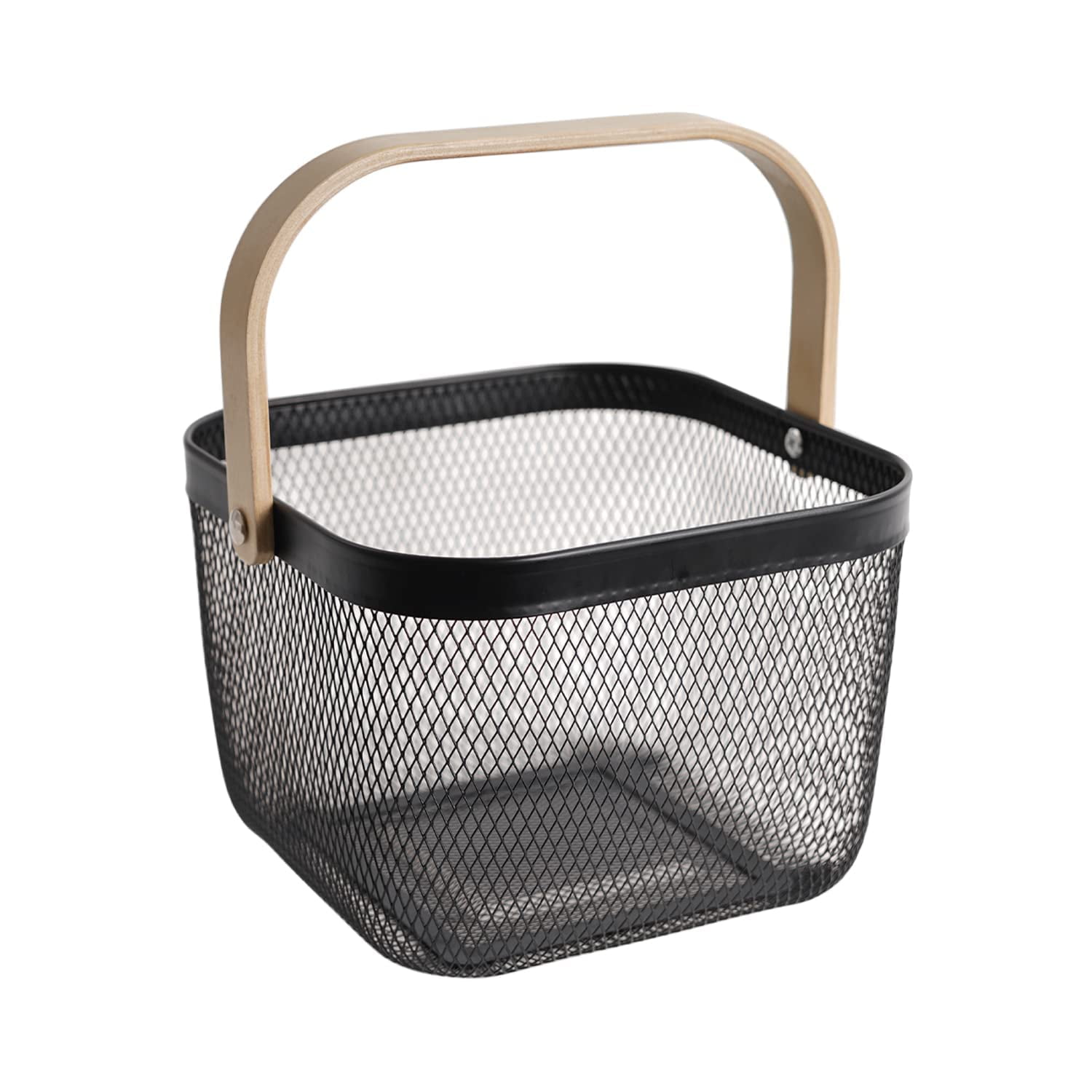 MODANU Metal Mesh Basket with Handle Square Wire Garden Harvest Storage ...