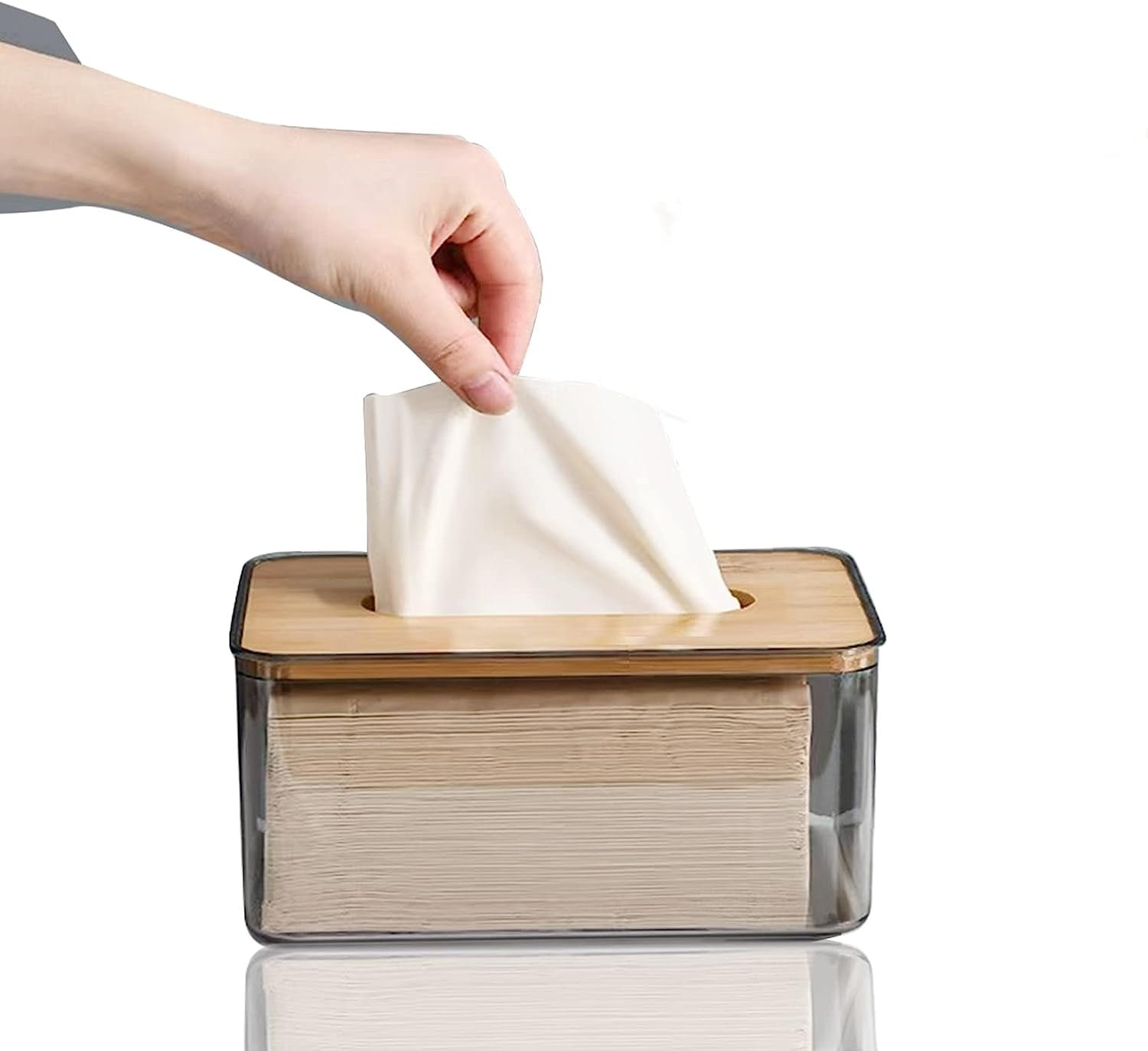 MODANU Minimalist Tissue Box Cover Holder, Transparent Rectangular ...