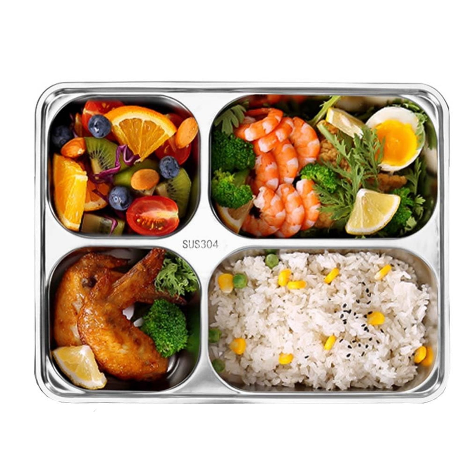 MODANU Stainless Steel Divided Plates Tray with Lids, 4 Compartments ...