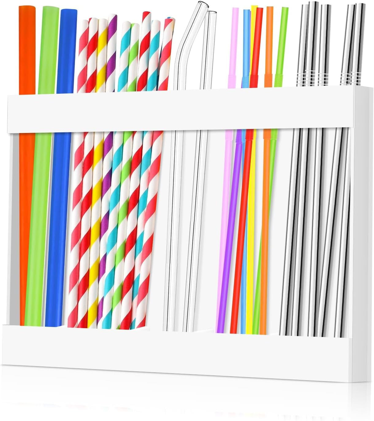 MODANU Straw Holder Organizer Acrylic Straw Dispenser with Double Sided ...