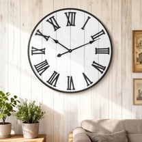 MODE HOME 24 Inch Large Farmhouse Wall Clock, Silent Non-Ticking Wood ...